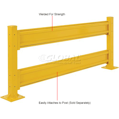 Global Industrial™ Protective Steel Guard Rail, 9'L, Yellow