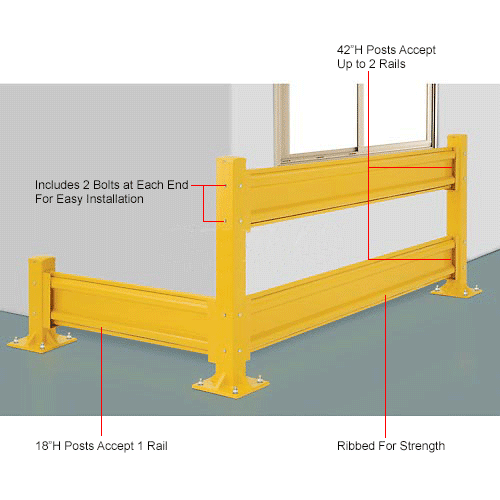 Global Industrial™ Protective Steel Guard Rail, 10'L, Yellow