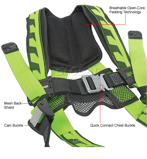 Miller AirCore™ Harness, Quick-Connect Buckle, Green, AC-QC/UGN