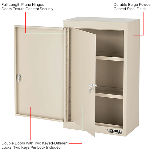 Global Industrial™ Large Narcotics Cabinet, Double Door/Double Lock, 18 ...