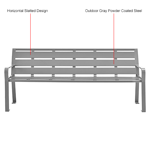 Global Industrial™ 6' Outdoor Horizontal Steel Slat Park Bench w/ Back ...