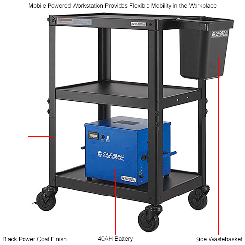 Global Industrial™ Mobile Powered Laptop Cart with 40AH Battery