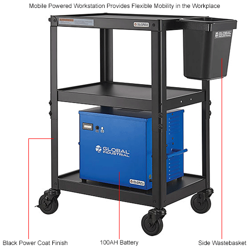 Global Industrial™ Mobile Powered Laptop Cart with 100AH Battery