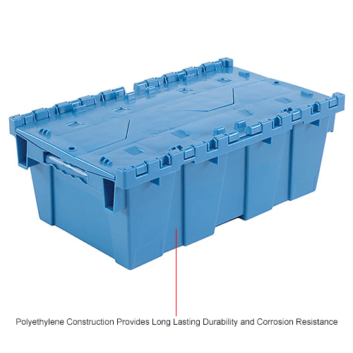 Global Industrial™ Plastic Attached Lid Shipping and Storage Container ...