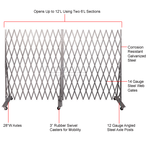 Folding Security Gate 8'Hx12'W In-Use