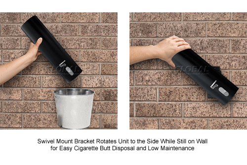 Smokers' Outpost® Wall Mounted Ashtray with Swivel Lock, Black