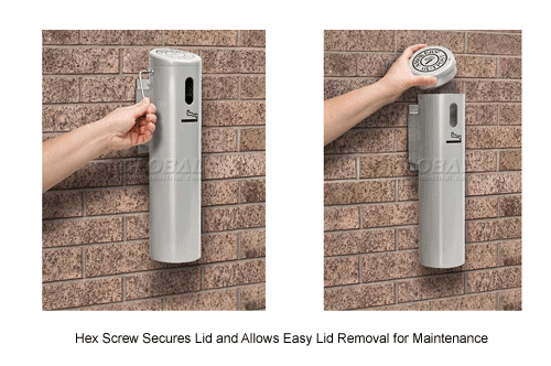 Smokers' Outpost® Wall Mounted Ashtray with Swivel Lock, Silver