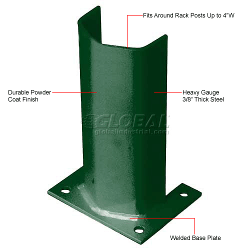 3/8" Thick 12" H Steel Post Protector Green