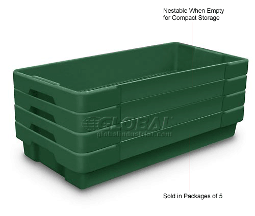Plastic Utility Tray Dark Green 26" L X 12-1/2" W X 4-1/2 H - Pkg Qty 5