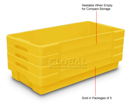 Plastic Utility Tray Yellow 26" L X 12-1/2" W X 4-1/2 H - Pkg Qty 5