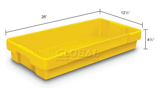 Plastic Utility Tray Yellow 26" L X 12-1/2" W X 4-1/2 H - Pkg Qty 5