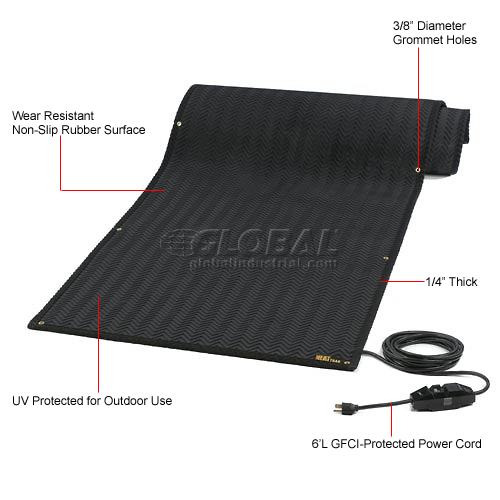 HeatTrak® Outdoor Snow & Ice Melting Heated Walkway Mat 1/2" Thick 3' x ...