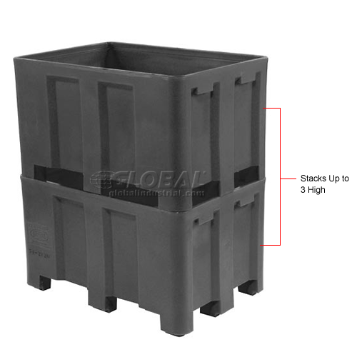 Dandux Black Recycled Plastic Skid Container 512126X Double Wall - 54"L ...