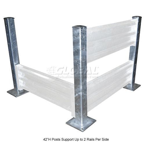 Steel Structural Guard Rail Post, 42"H, Galvanized