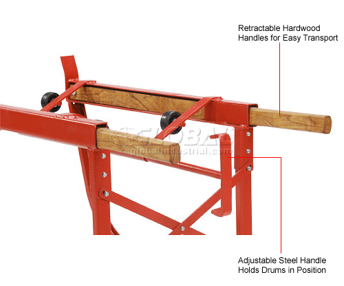 Global Industrial™ Heavy Duty Rotating Drum Cradle with Wood Handles ...