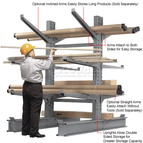 Global Industrial™ Double Sided Cantilever Upright, 83"Dx96"H, 2000 ...