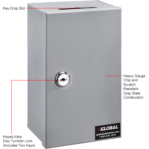 Global Industrial™ Drop-In Key Control Box, 4-3/8"W x 3-1/4"D x 7-1/4"H ...