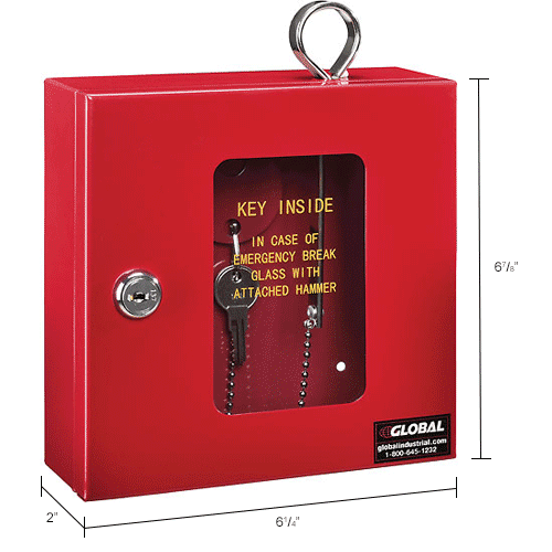 Global Industrial™ Emergency Key Box, 6-1/4"W x 2"D x 6-7/8"H, Keyed ...