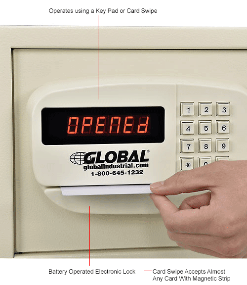 Global Industrial™ Personal Hotel Safe Electronic Lock w/Card Slot ...