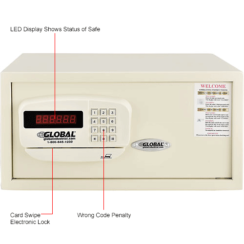 Global Industrial™ Personal Hotel Safe Electronic Lock w/Card Slot ...
