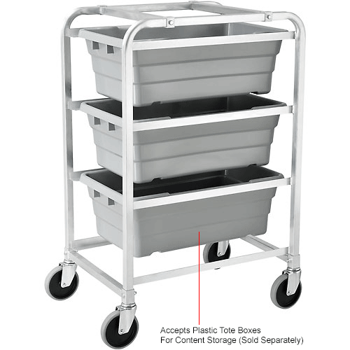 Global Industrial™ NSF Aluminum Lug Cart 26"L x 19"W x 41"H, 3 Tote ...