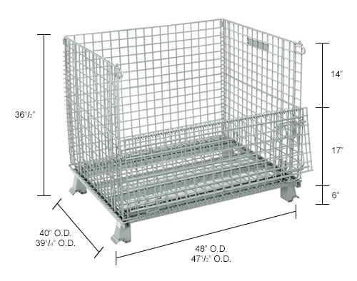 Global Industrial™ Folding Wire Container 48"L x 40"W x 36-1/2"H 3000 ...