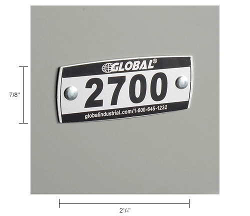 Global Industrial™ Locker Number Plate Kit, Numbered 2700-2899, 200/Pack