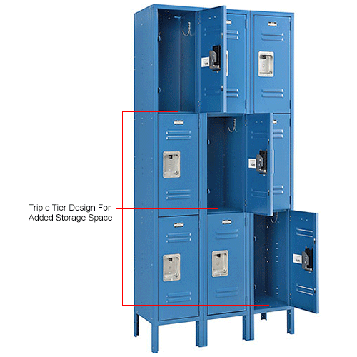 Global Industrial™ Infinity® 3-Tier 9 Door Locker, 12"Wx15"Dx24"H, Blue ...