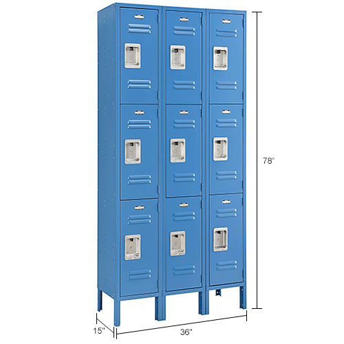 Global Industrial™ Infinity® 3-Tier 9 Door Locker, 12"Wx15"Dx24"H, Blue ...