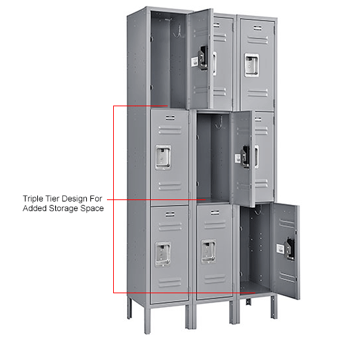 Global Industrial™ Infinity® 3-Tier 9 Door Locker, 12"Wx15"Dx24"H, Gray ...