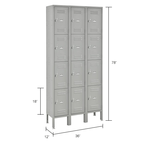 Global Industrial™ 4-Tier 12 Door Box Locker, 12"W x 12"D x 18"H, Gray ...
