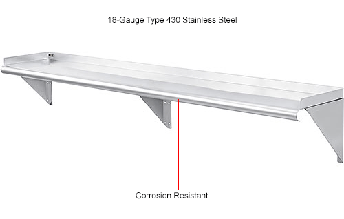 Global Industrial™ Wall Mount Shelf with 1-1/2" Lip 18 Gauge 430 ...