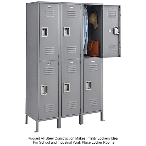 Global Industrial™ Infinity® 2-Tier 6 Door Locker, 15"Wx18"Dx36"H, Gray ...
