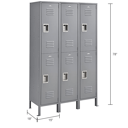 Global Industrial™ Infinity® 2-Tier 6 Door Locker, 15"Wx18"Dx36"H, Gray ...