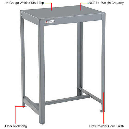Global Industrial™ Standard Machine Table, 14 Gauge Welded Top, 24"W x ...
