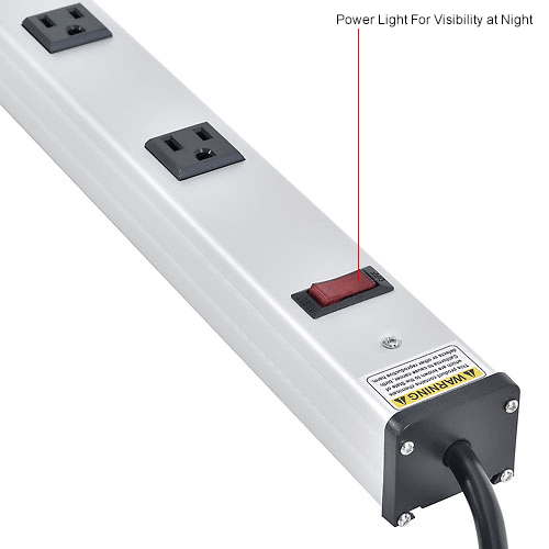 Global Industrial™ Aluminum Power Strip W/ 10 Outlets & 15' Long Cord ...