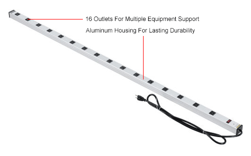 Global Industrial™ Power Strip, 16 Outlets, 15A, 72"L, 6' Cord