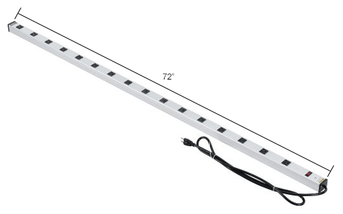 Global Industrial™ Power Strip, 16 Outlets, 15A, 72"L, 6' Cord