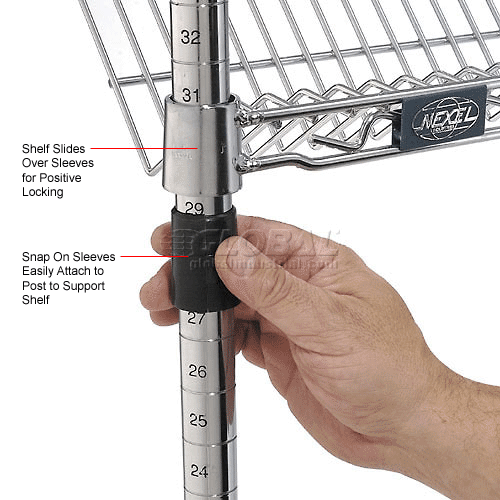 Nexel® Chrome, 4 Tier, Slant Wire Shelving, Starter Unit, 36"W x 18"D x ...