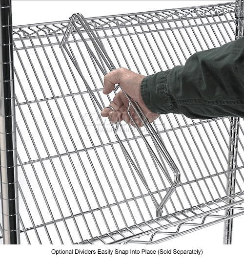 Nexel® Chrome, 4 Tier, Slant Wire Shelving, Starter Unit, 36"W x 18"D x ...