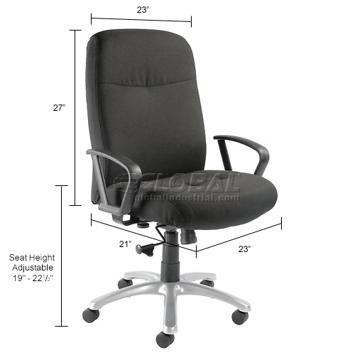 Interion® Big & Tall Chair With High Back & Fixed Arms, Fabric, Black