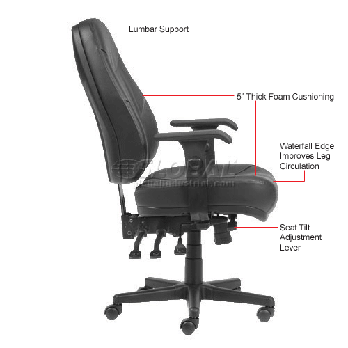 Interion® Office Chair With High Back & Adjustable Arms, Leather, Black