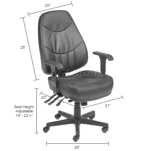 Interion® Office Chair With High Back & Adjustable Arms, Leather, Black