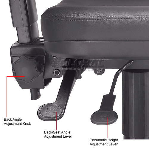 Interion® Leather Operator Stool - 360° Footrest - Black