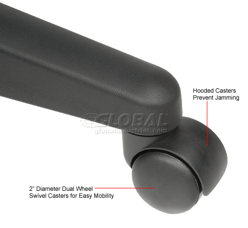 Interion® Leather Operator Stool - 360° Footrest - Black