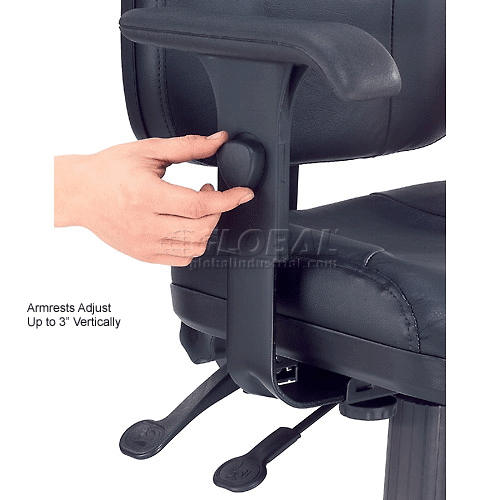 Interion® Task Chair With Mid Back & Adjustable Arms, Leather, Black