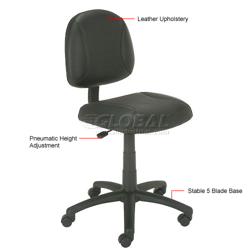 Interion® Task Chair With Mid Back, Synthetic Leather, Black