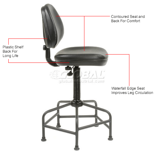 Interion® Antimicrobial Shop Stool, Black
