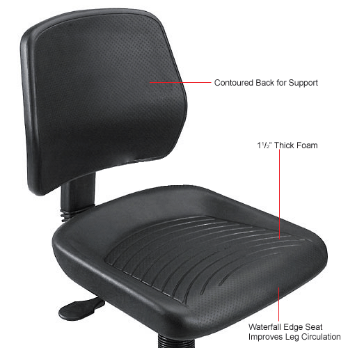 Interion® Task Stool, Polyurethane, Black