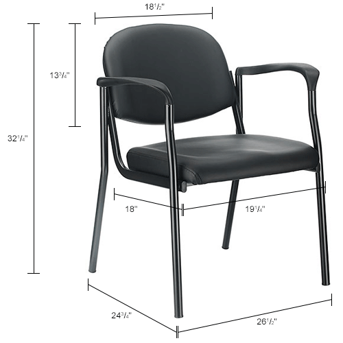 Interion® Antimicrobial Synthetic Leather Guest Chair With Arms, Black